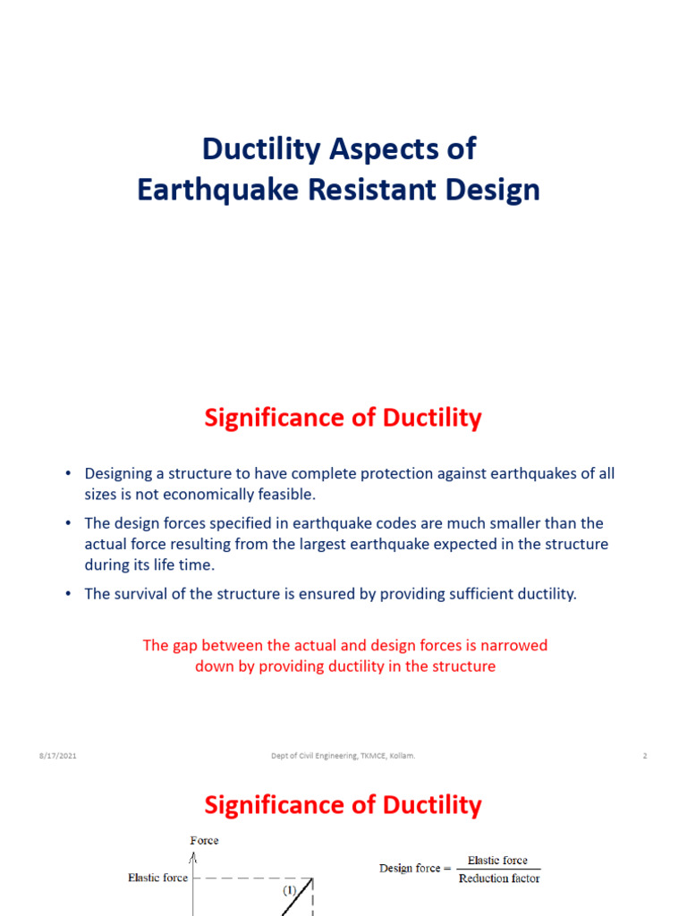 EQRS 22 Ductility Aspects | PDF | Deformation (Engineering) | Ductility