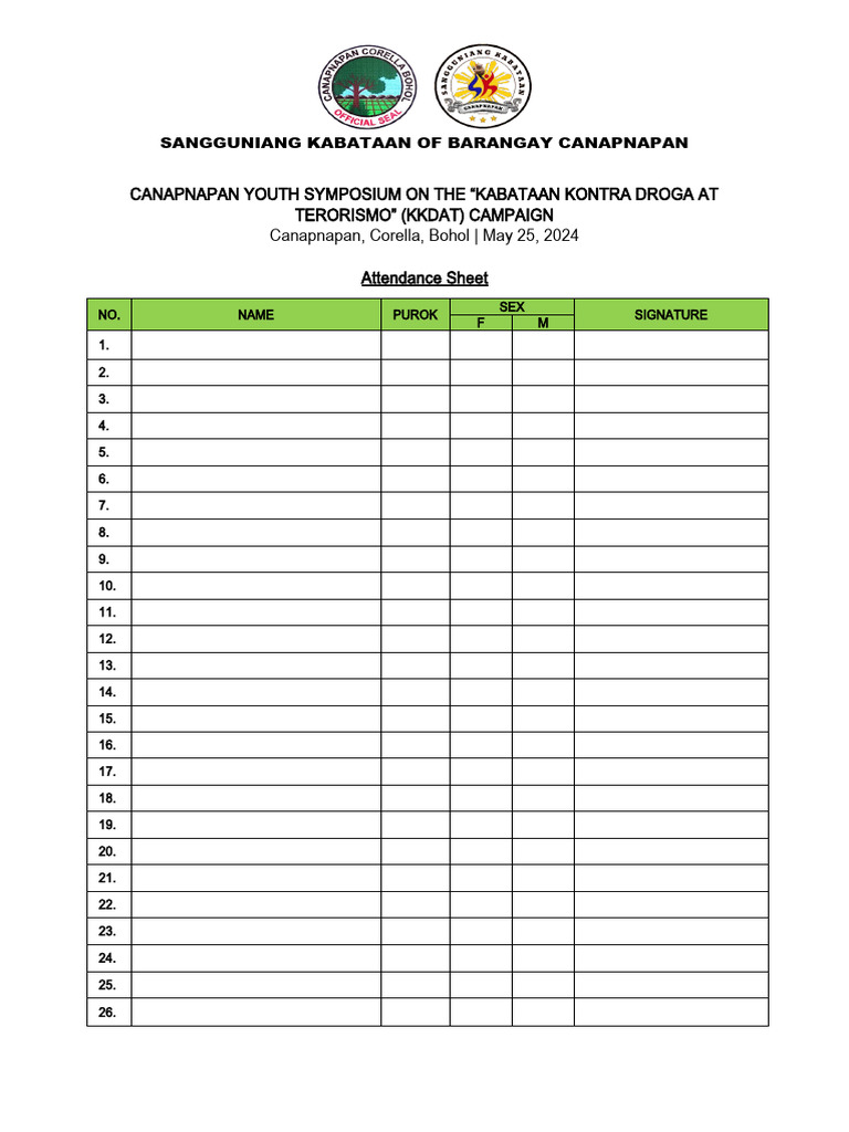 KKDAT Attendance Sheet | PDF | Social Science