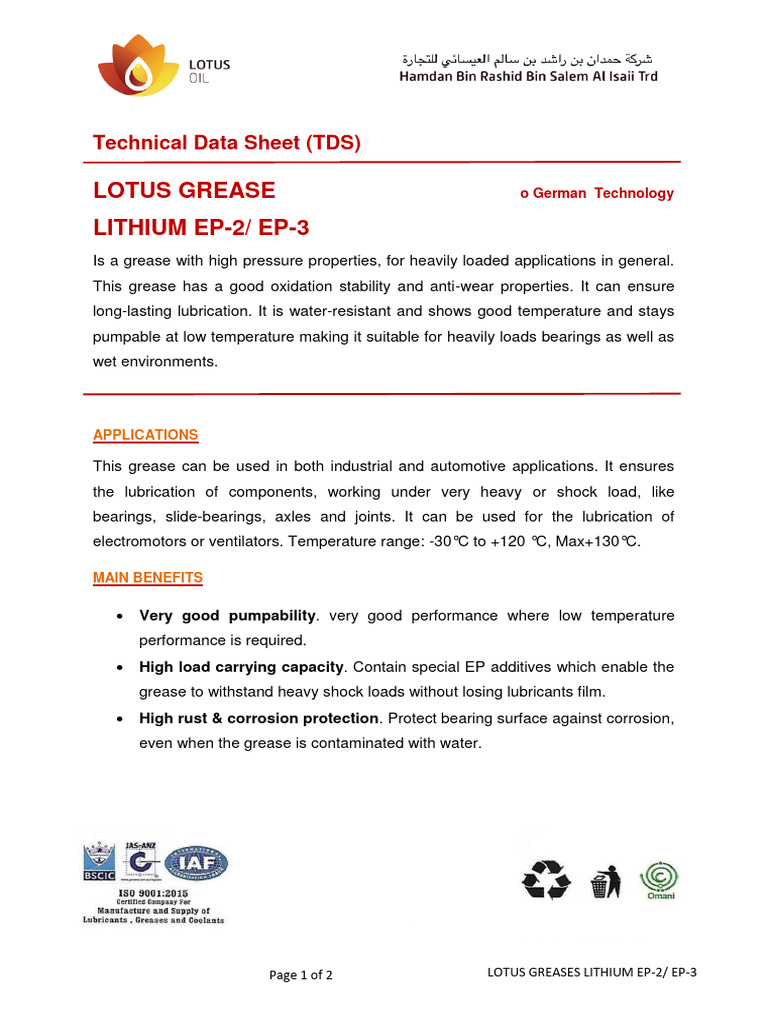 Lithium EP-2/EP-3 Grease Overview | PDF | Lubricant | Materials