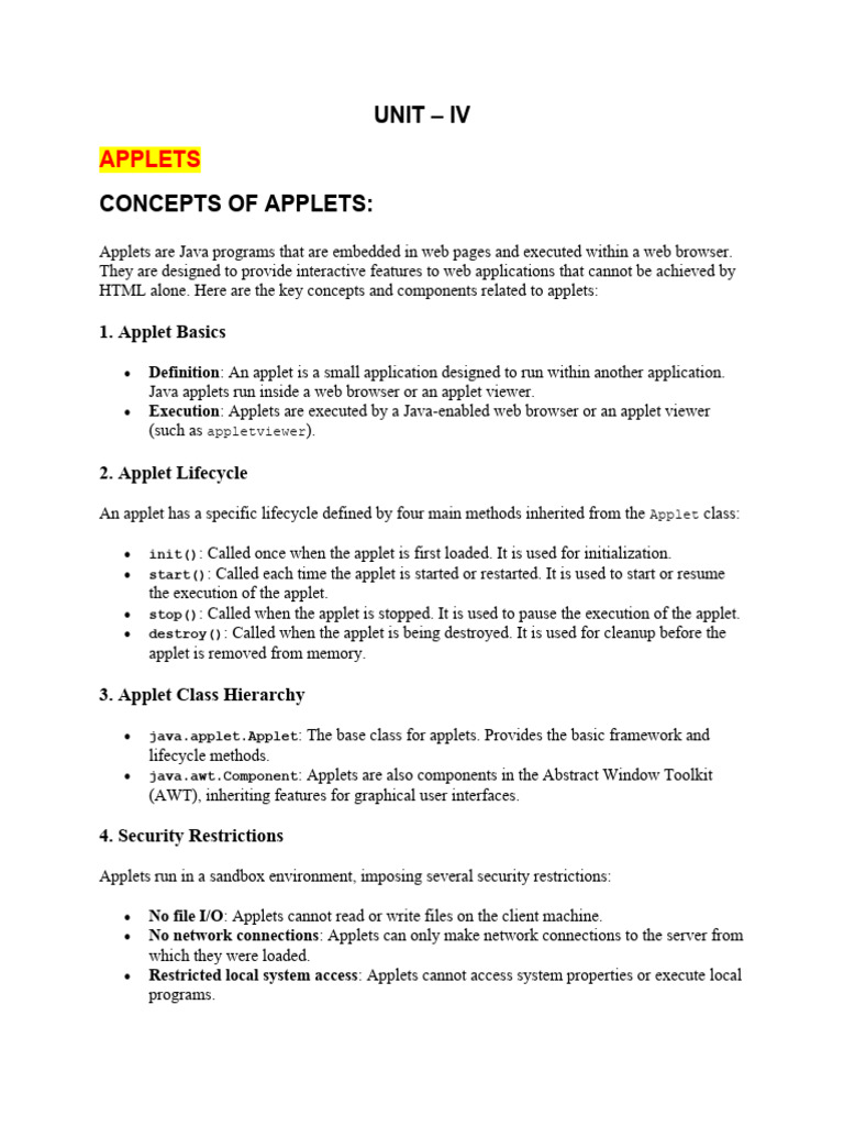 JAVA PROGRAMMING UNIT - IV | Download Free PDF | Class (Computer Programming) | Software Development