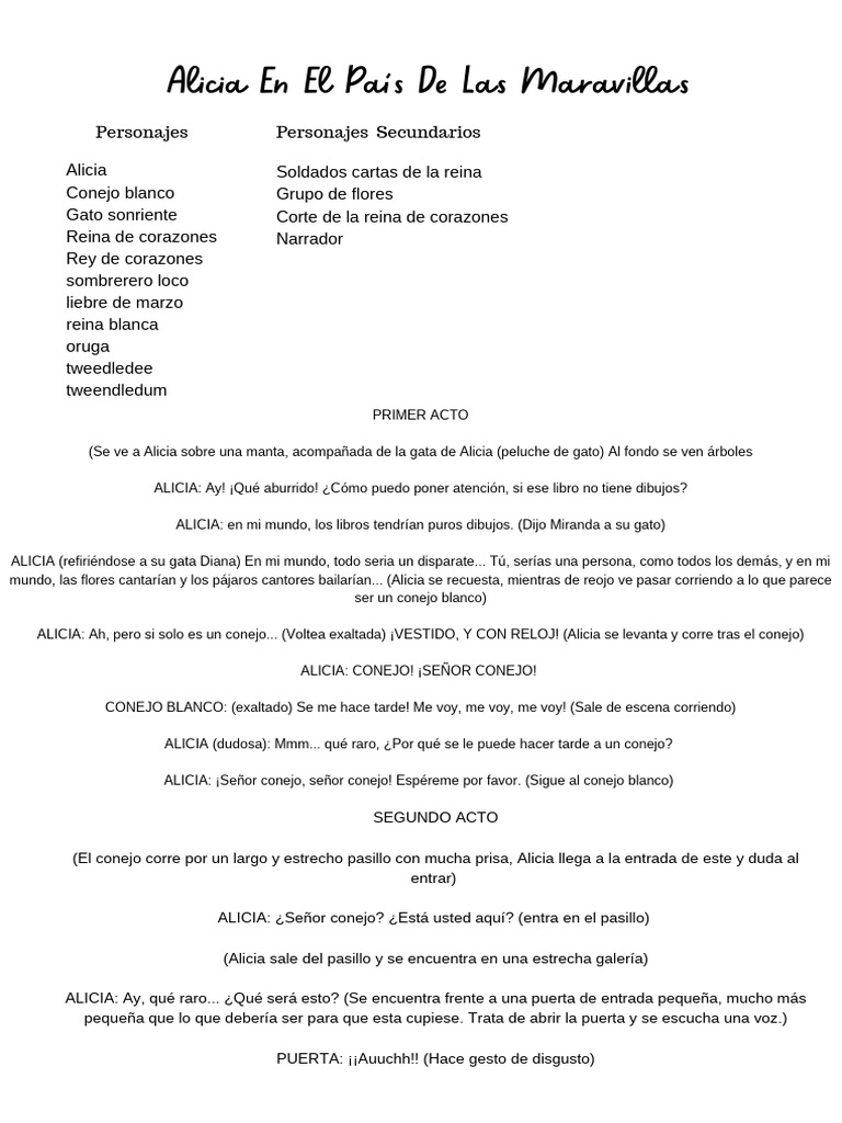 Personajes de Alicia en el País de las Maravillas | PDF | Las aventuras ...
