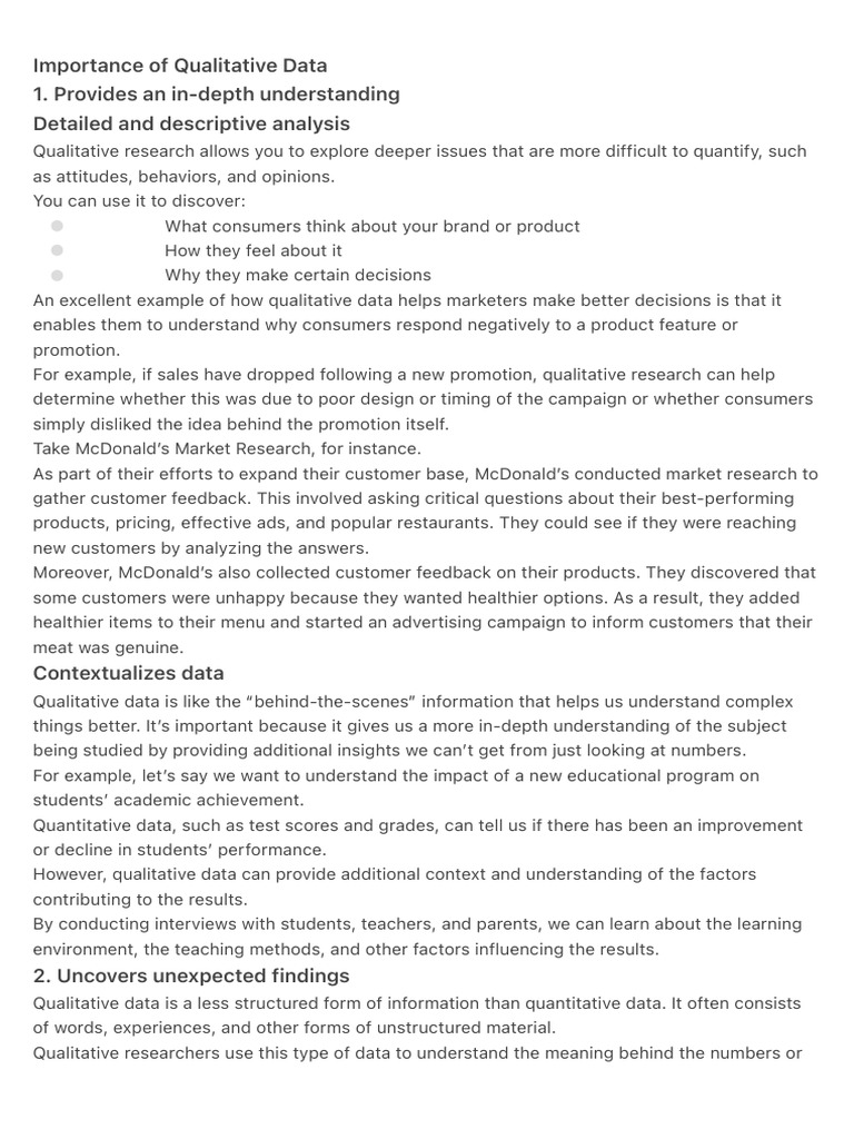 Benefits of Qualitative Data Analysis | PDF | Qualitative Research ...