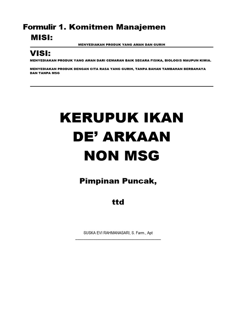 form 1. mendesain GMP dan SSOP suska | PDF