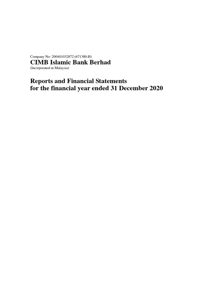 Cimb Islamic Fs 2020 | PDF | Islamic Banking And Finance | Financial ...