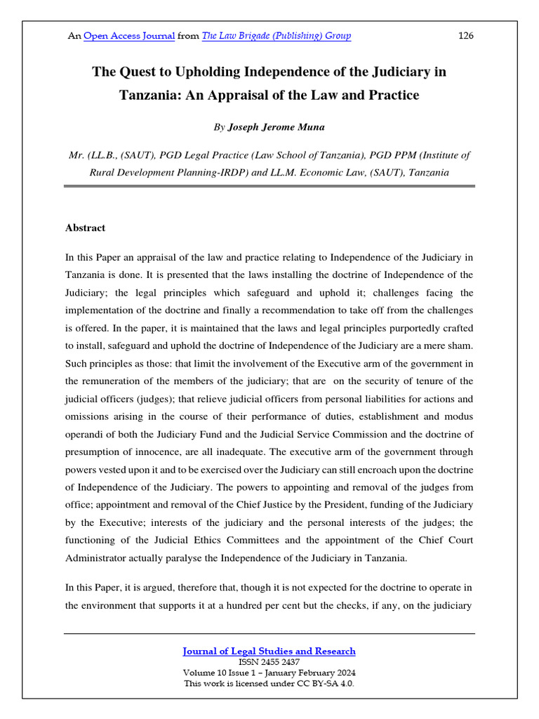 Joseph Jerome Muna JLSR | PDF | Judge | Judiciaries