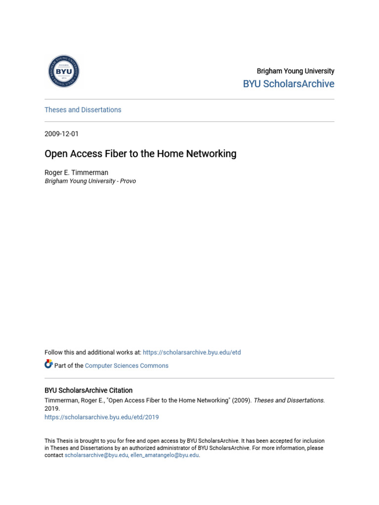 Open Access Fiber To The Home Networking | PDF | Computer Network ...