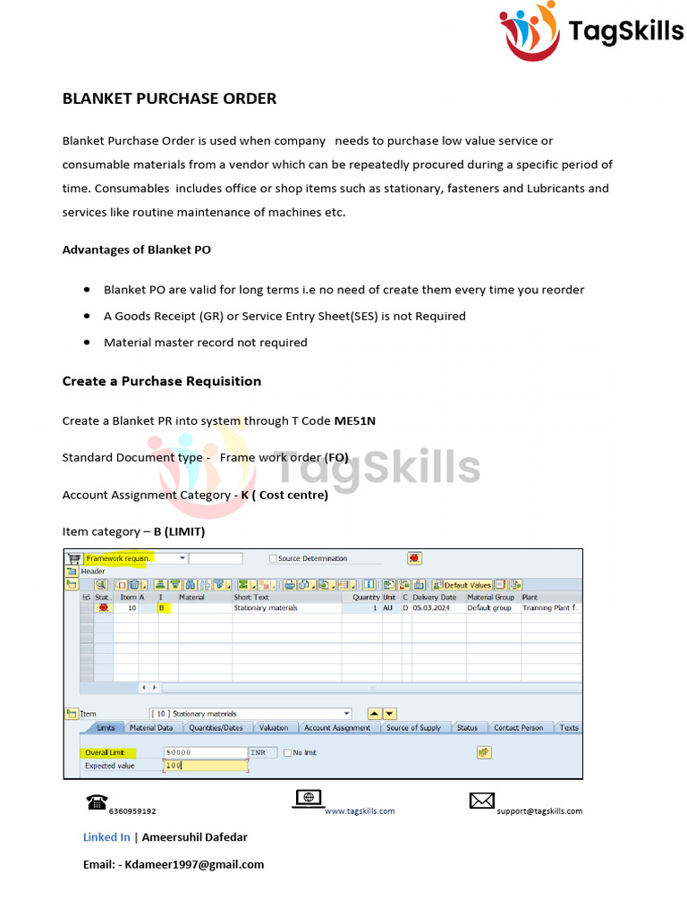 Blanket Purchase Order | PDF | Invoice