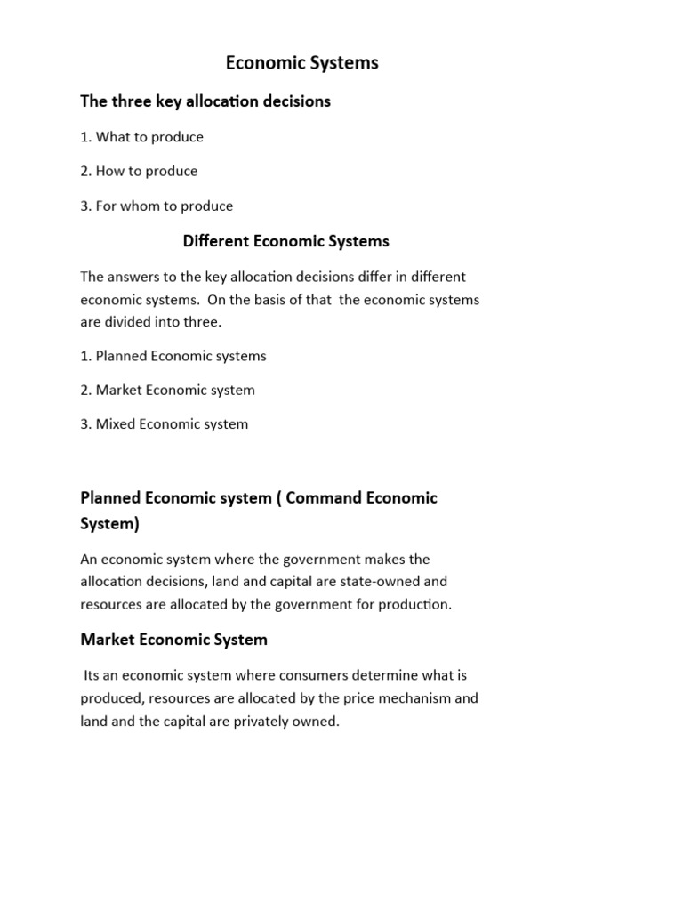 Economic Systems | Download Free PDF | Economic System | Economics