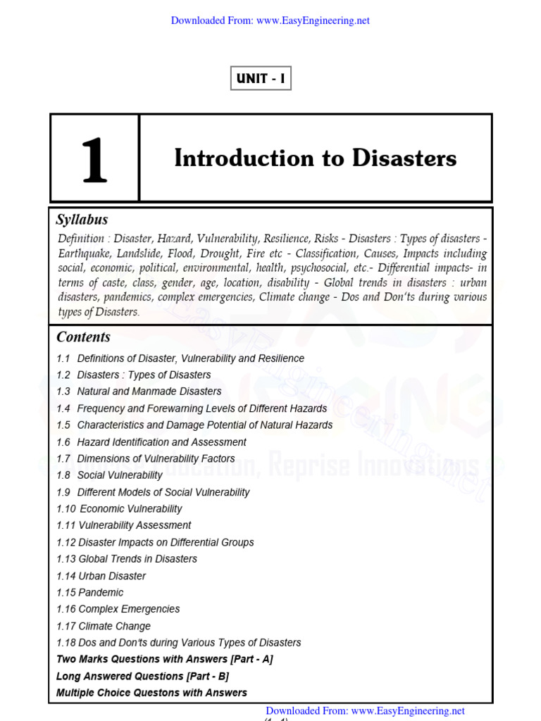 Unit 1 | PDF | Natural Disasters | Emergency Management