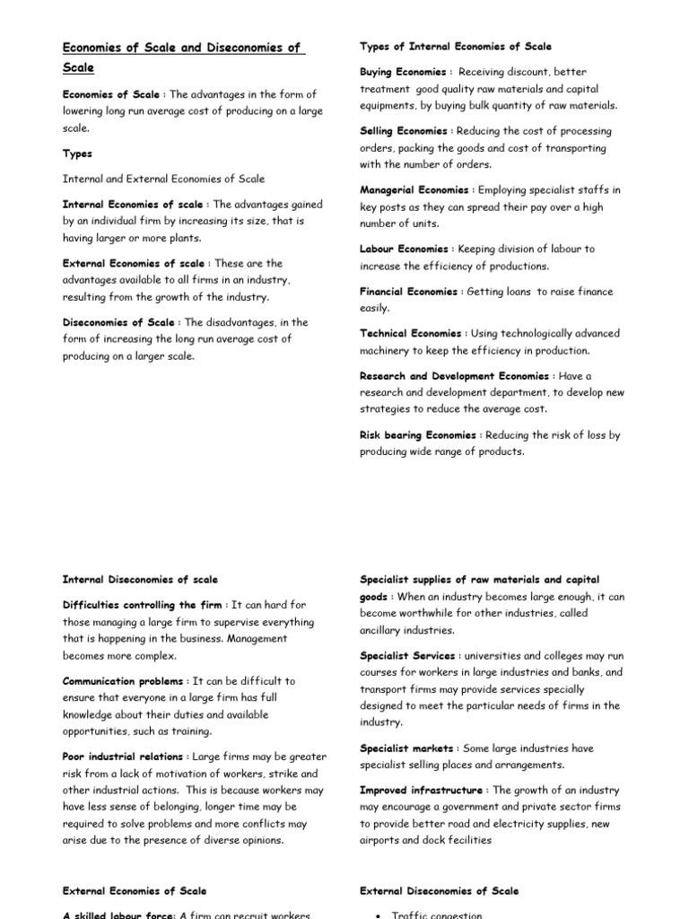 Economies of Scale and Diseconomies of Scale | PDF | Economies Of Scale ...