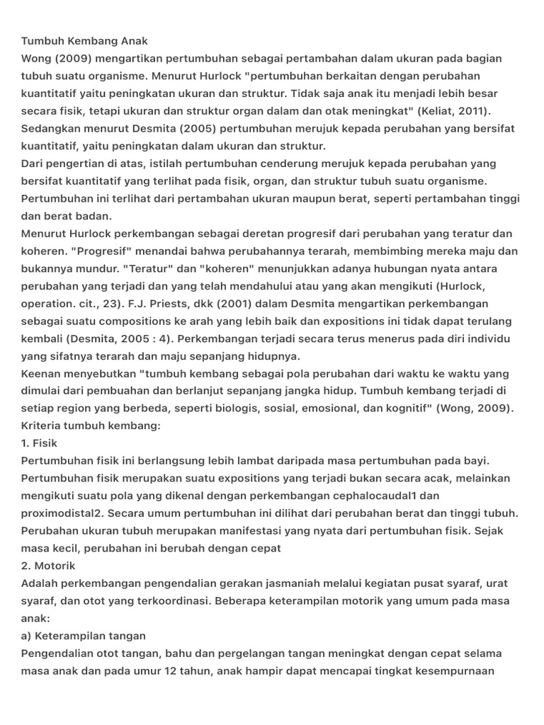 Tumbuh Kembang Anak | PDF | Sains & Matematika