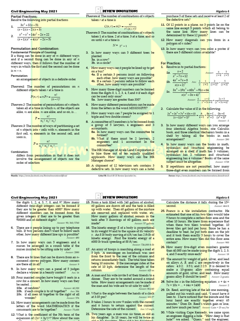 2021 May Algebra 4 | PDF | Numbers | Mathematics