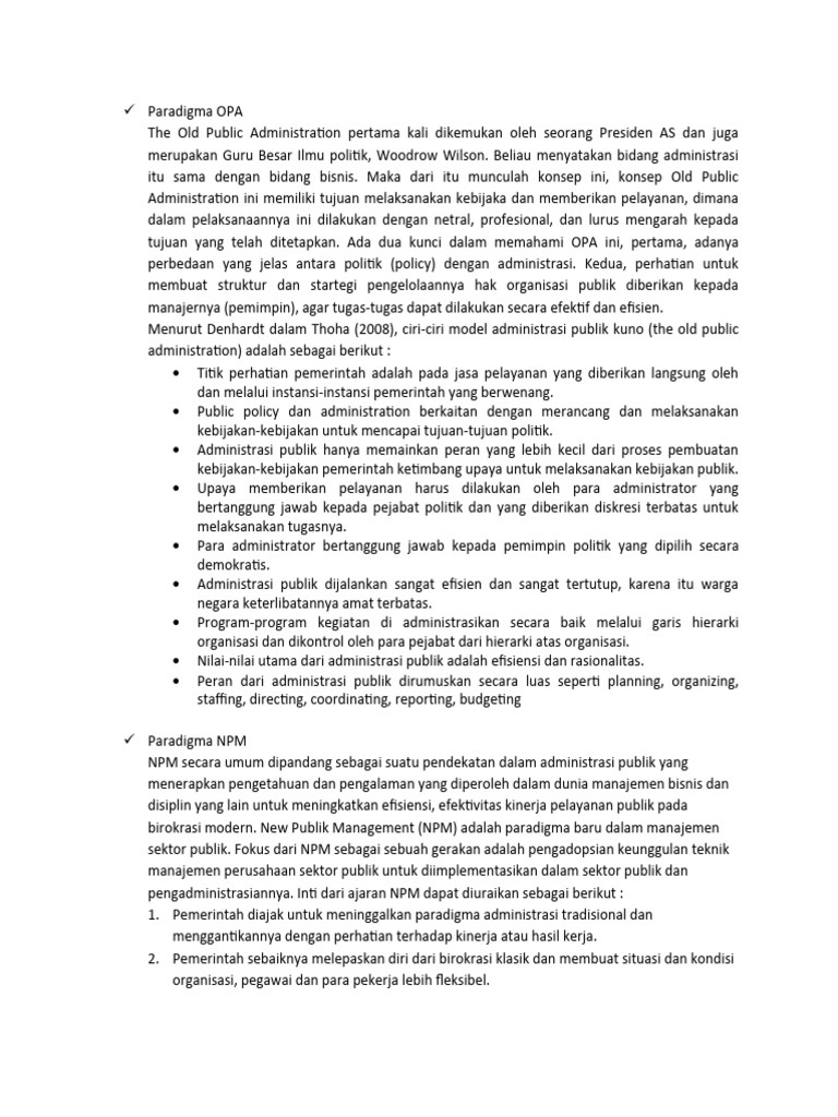 Paradigma OPA, NPM, NPS | PDF