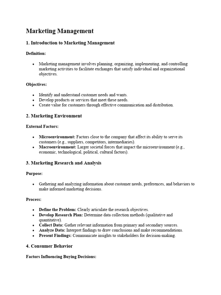 Marketing Management Notes | PDF | Marketing | Digital Marketing