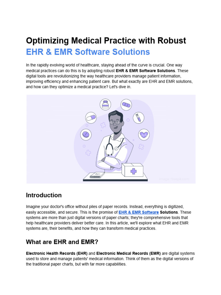 Optimizing Medical Practice With Robust EHR & EMR Software Solutions ...