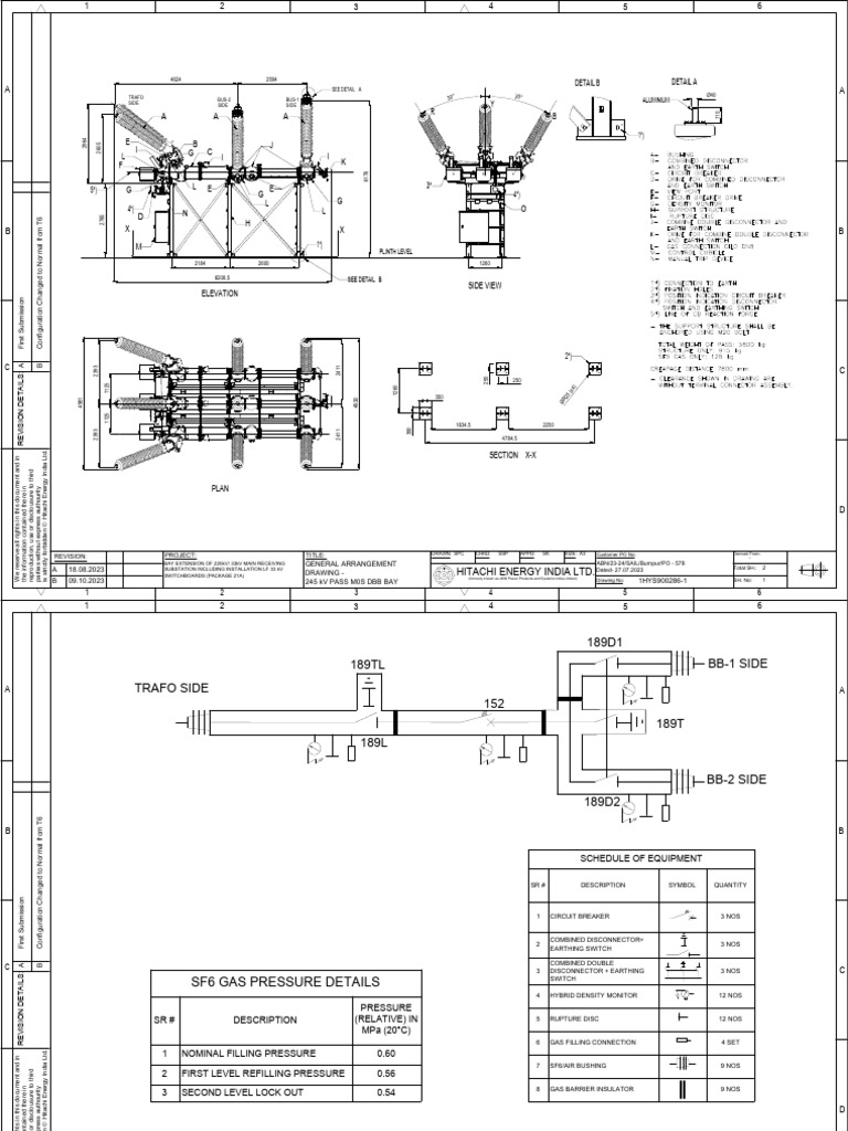 220kV Substation Bay Extension Drawing | PDF | Power Engineering ...