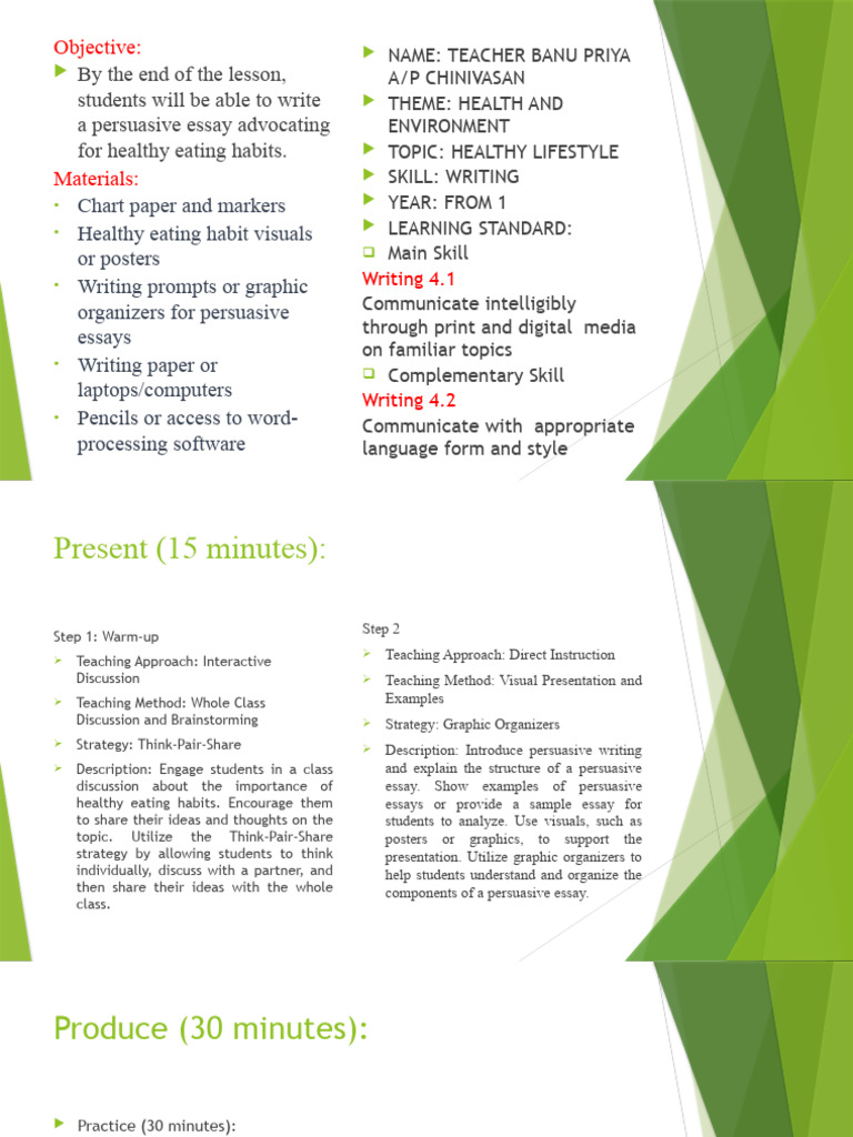 3P Lesson Plan | PDF | Teaching Method | Essays