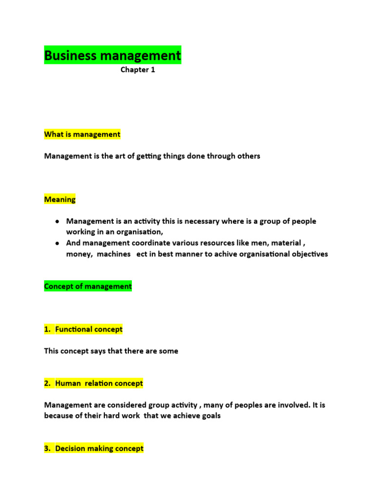 Business Management | PDF | Goal | Business