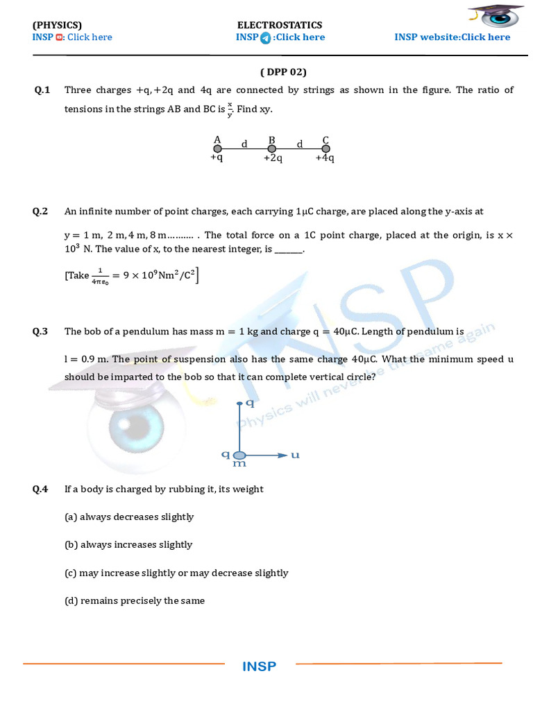 Electrostatics DPP 02 | PDF | Force | Physical Quantities
