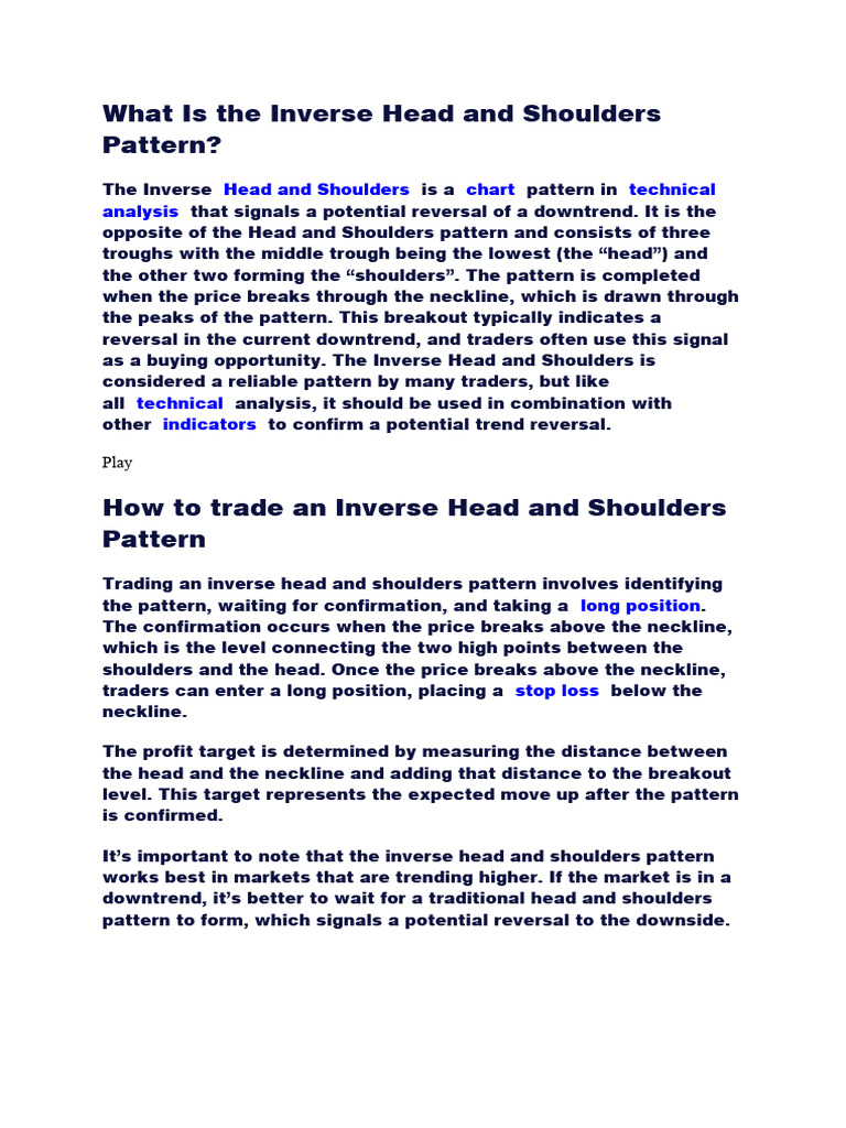 What Is The Inverse Head and Shoulders Pattern | PDF