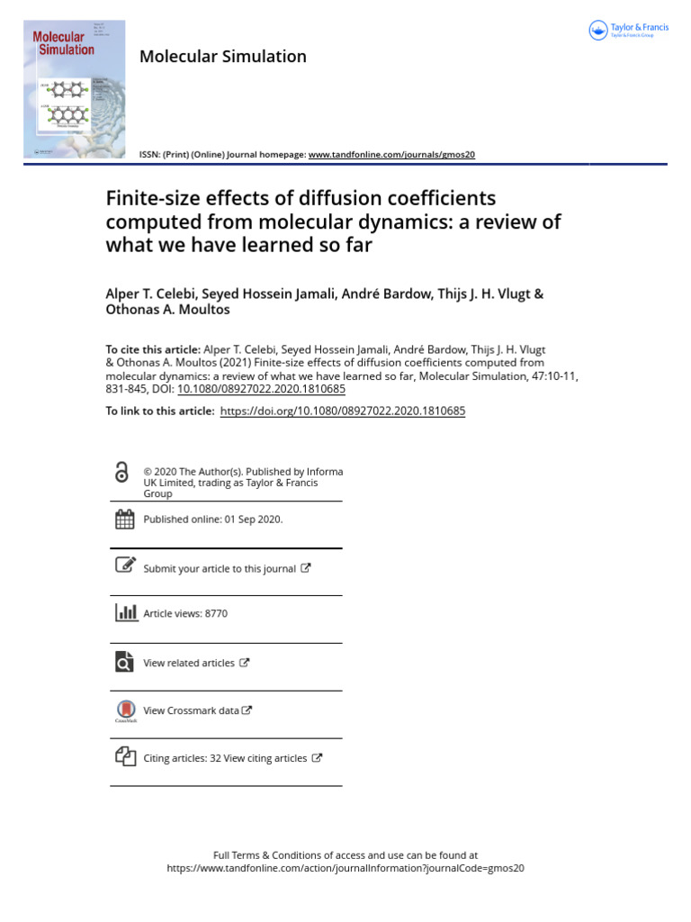 Finite-Size Effects of Diffusion Coefficients Computed From Molecular ...