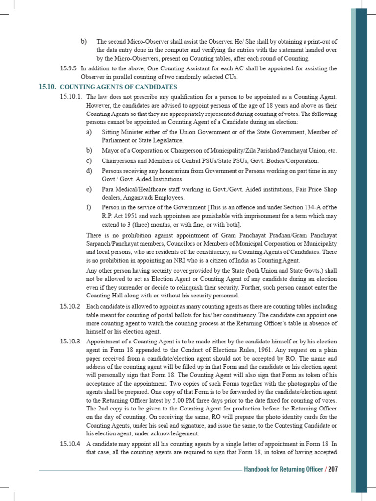 Counting Agents of Candidates | PDF | Electronic Voting | Governance