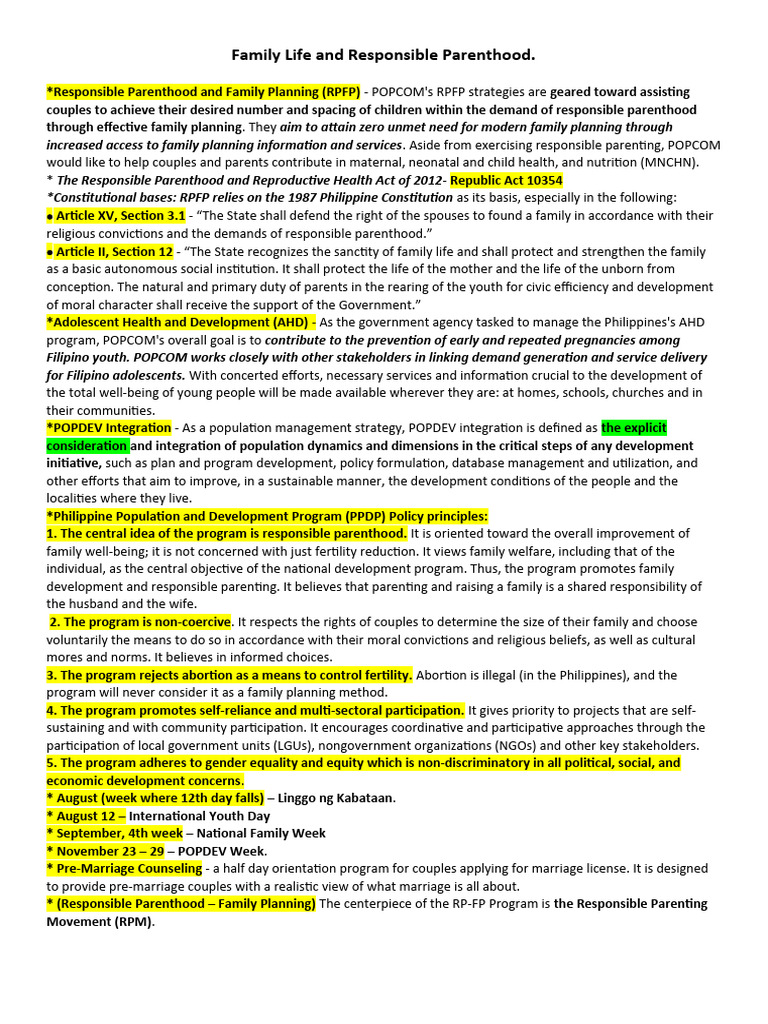 Pop Dev Final Reviewer | PDF | Family Planning | Family