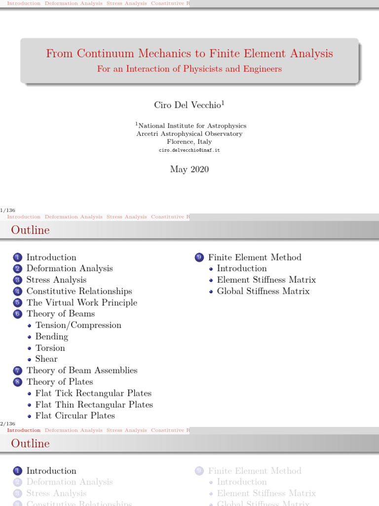 Continuous Mechanics Fea 2 | PDF | Beam (Structure) | Bending