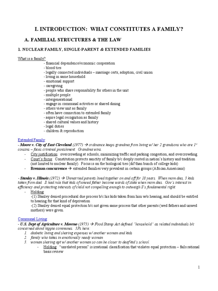 I. Introduction: What Constitutes A Family?: A. Familial Structures ...