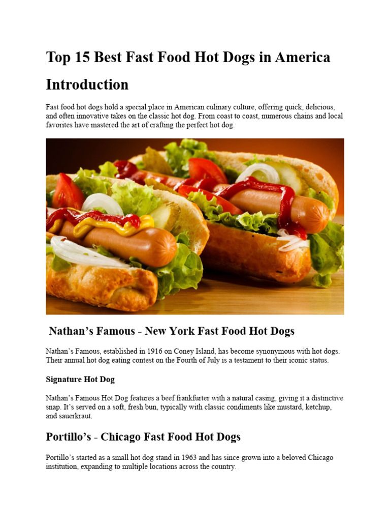 Top 15 Best Fast Food Hot Dogs in Americ1 | PDF | Hot Dog | Foods
