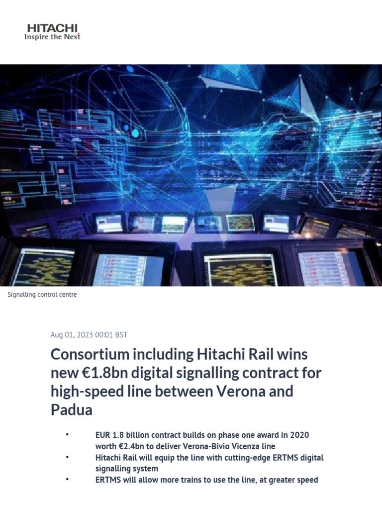 Consortium Including Hitachi Rail Wins New 1.8bn Digital Signalling ...