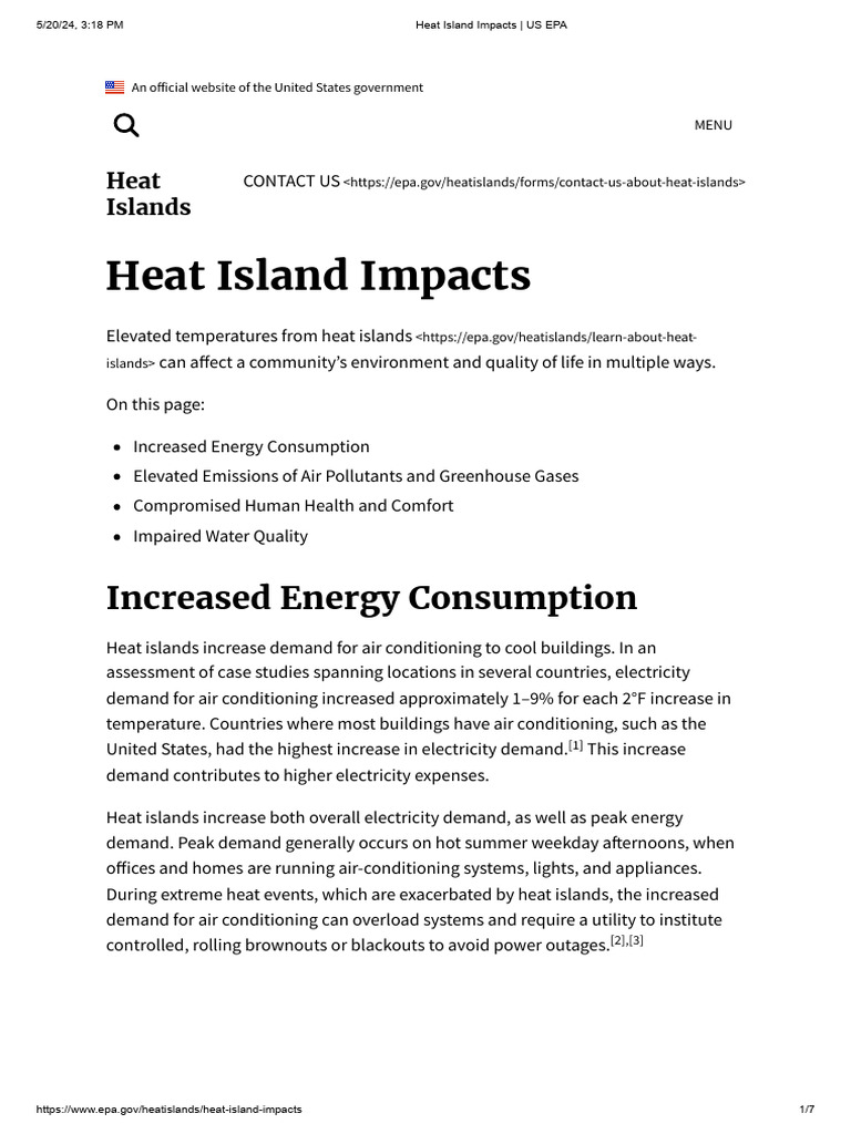 Heat Island Impacts - US EPA | PDF | Air Pollution | Heat Wave