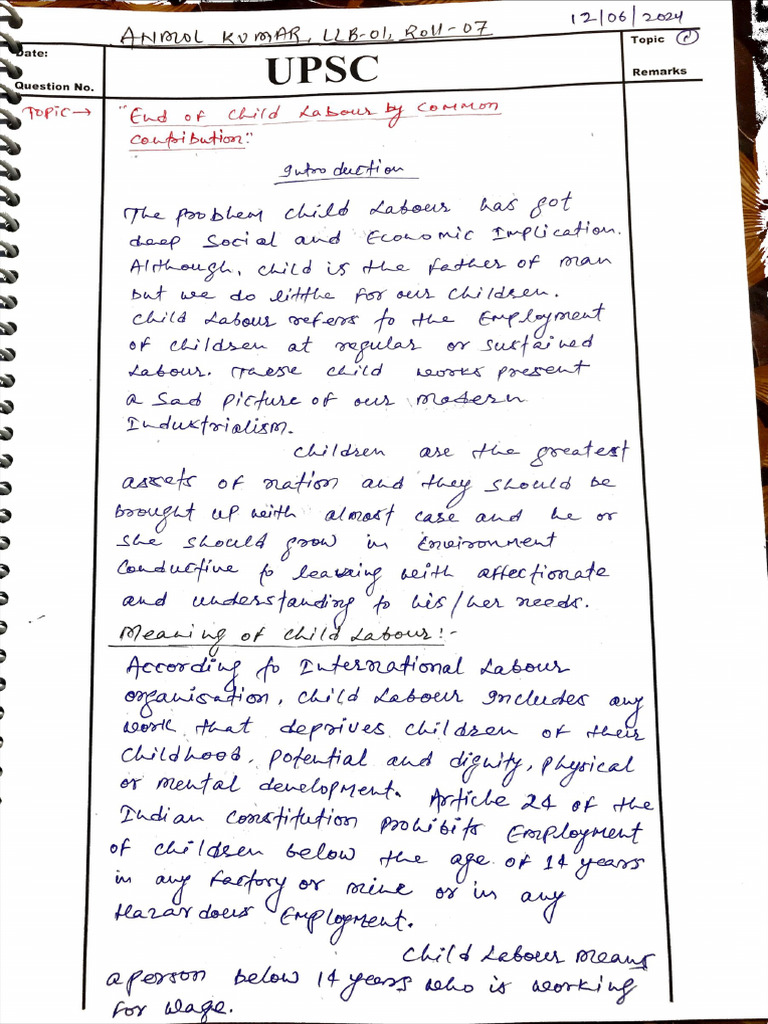 Essay On Child Labour by Anmol Kumar | PDF