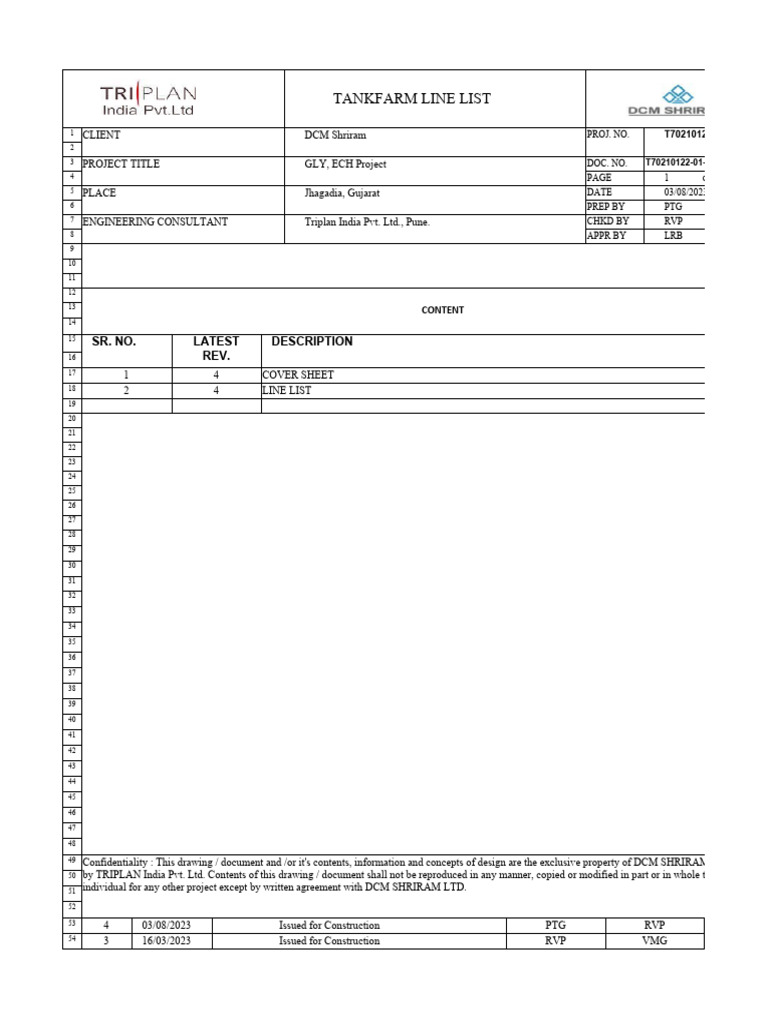 T70210122-01-TD-LI-0006 - Tankfarm Line List - Rev 4 | PDF | Chemical ...