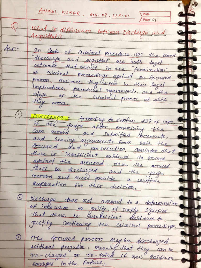 Difference B W Acquittal Discharge By Anmol Pdf