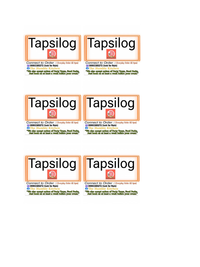Tapsilog Label | PDF