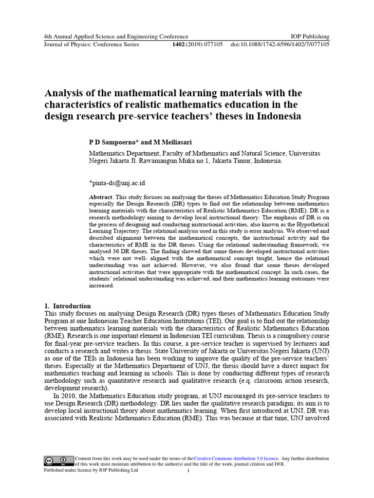 Analysis of The Mathematical Learning Materials With The | Download ...