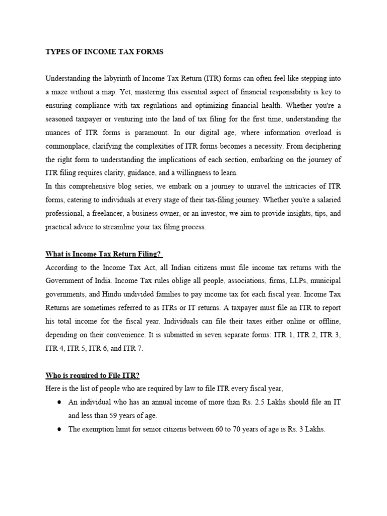 Types of Income Tax Return Forms | PDF | Taxes | Money