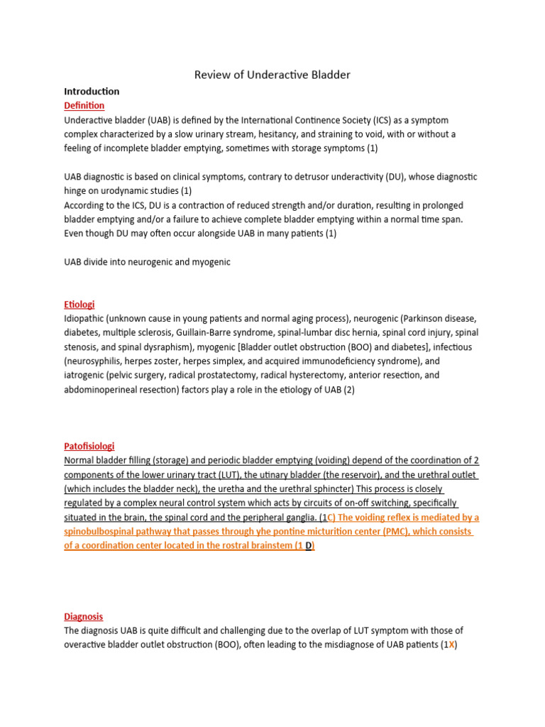 Review of Underactive Bladder | PDF | Urinary Incontinence | Urination