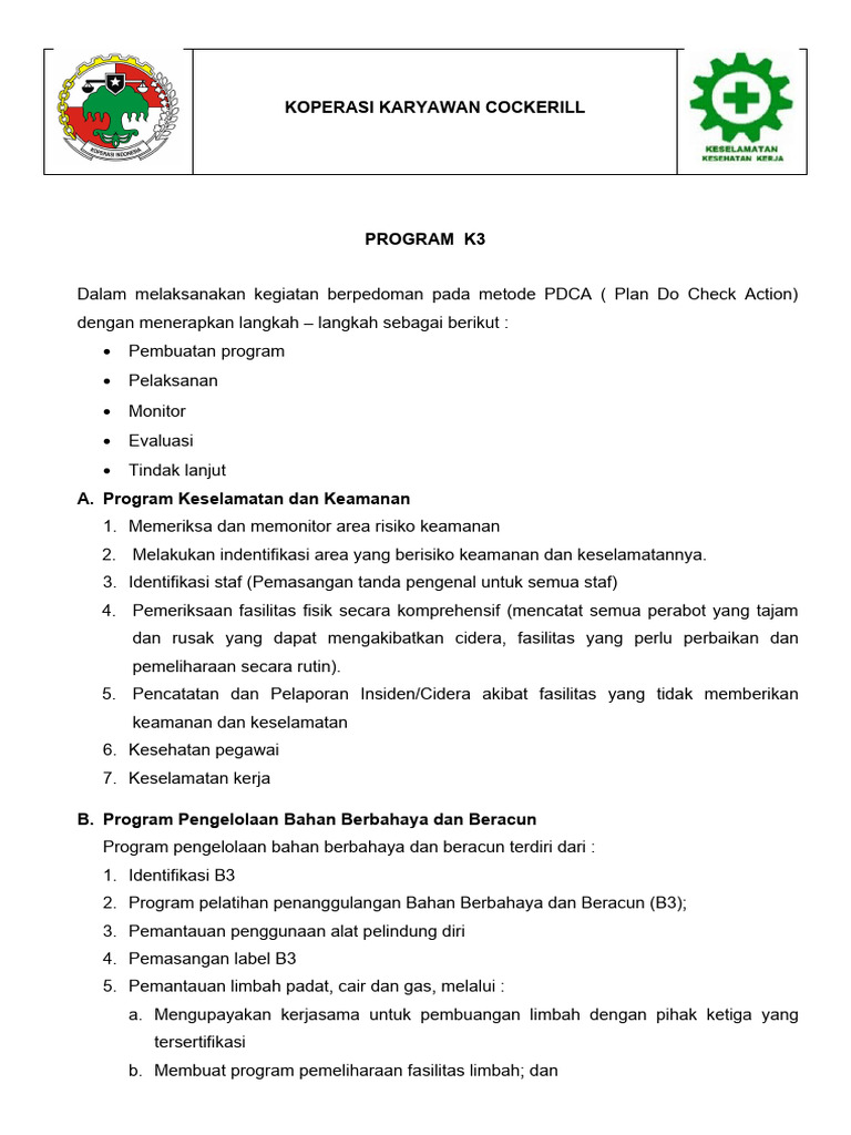 Program Kerja K3 | PDF | Hukum | Sains & Matematika