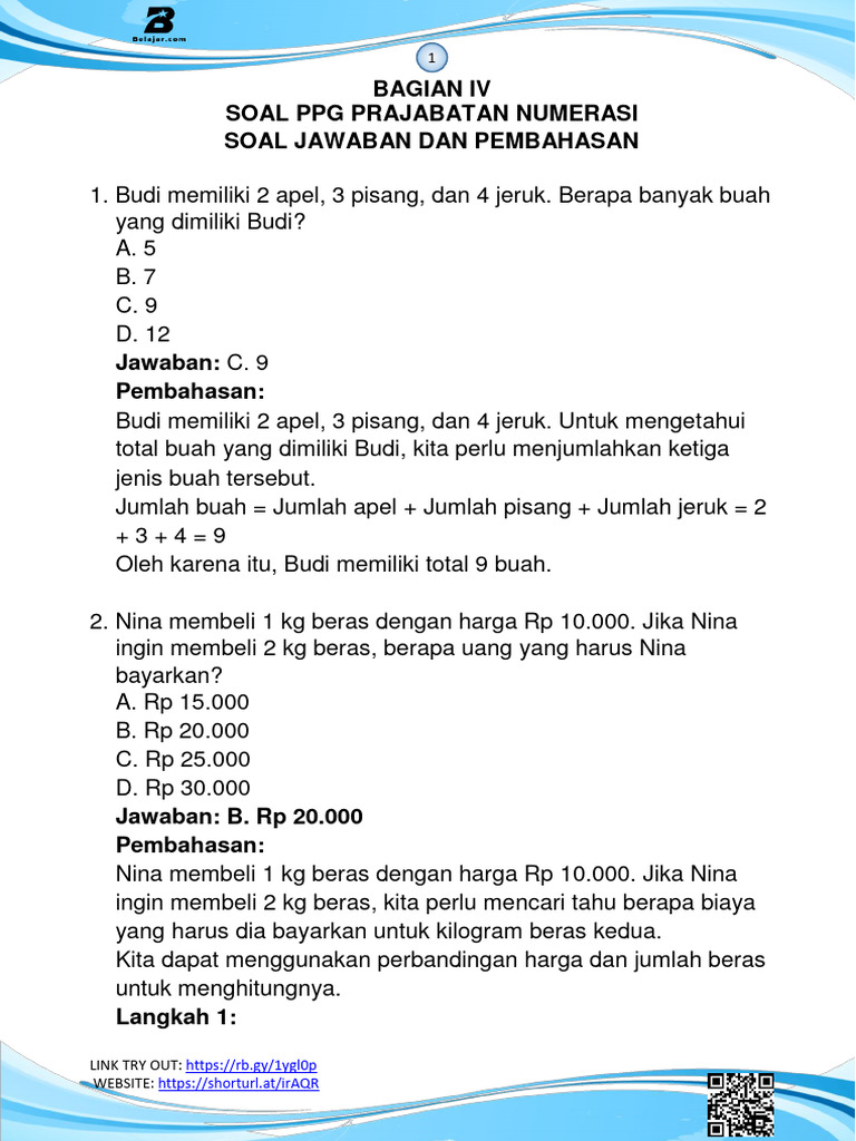 Soal Numerasi RV | PDF | Griya & Taman