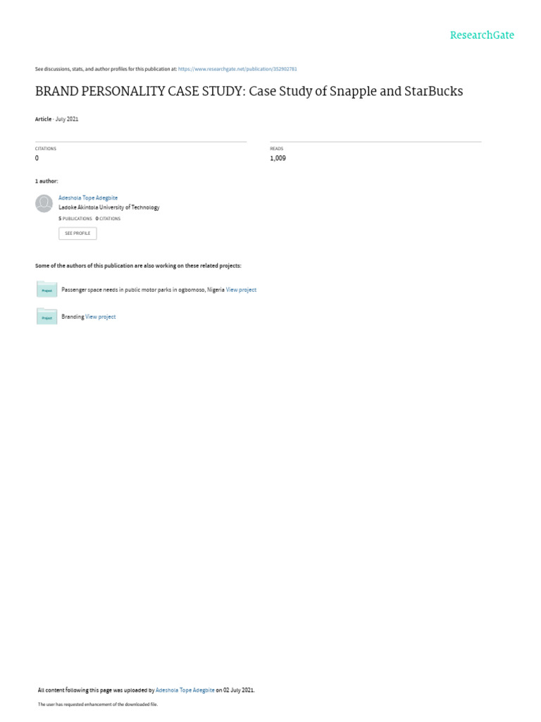 Brand Personality Case Study | PDF | Brand | Starbucks