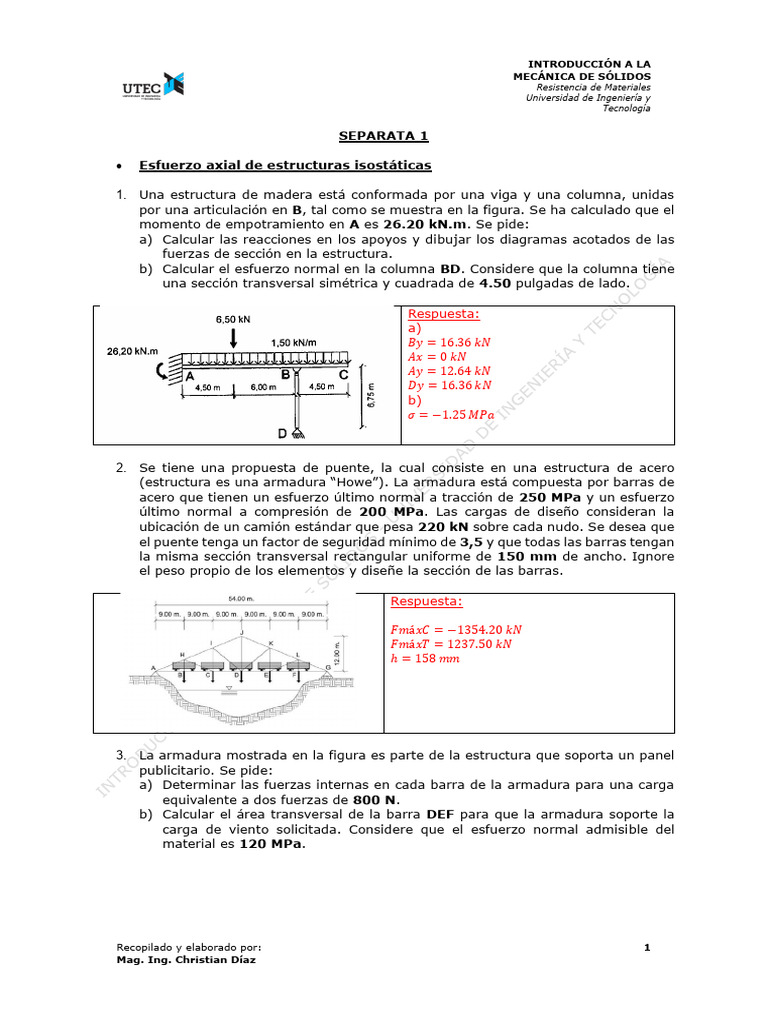 Separata 1 - Cap 1 y 2 - RM - Ims | PDF | Braguero | Deformación (ingeniería)