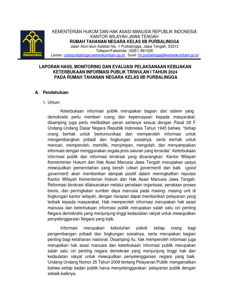 (Perbaikan) 1. Laporan Hasil Monitoring Dan Evaluasi Pelaksanaan Kebijakan Keterbukaan Informasi ...