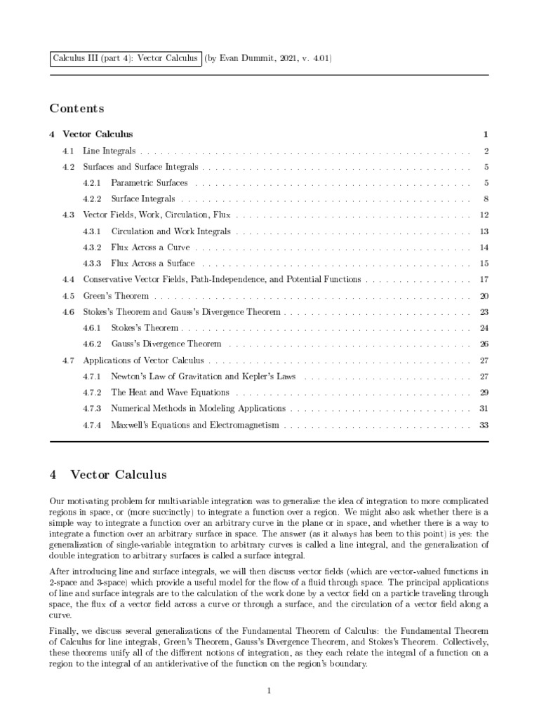calc3_4_vector_calculus | PDF | Integral | Flux