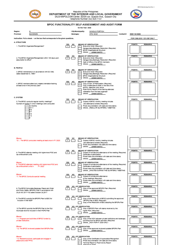 Dilg Audit Forms | PDF | Desk