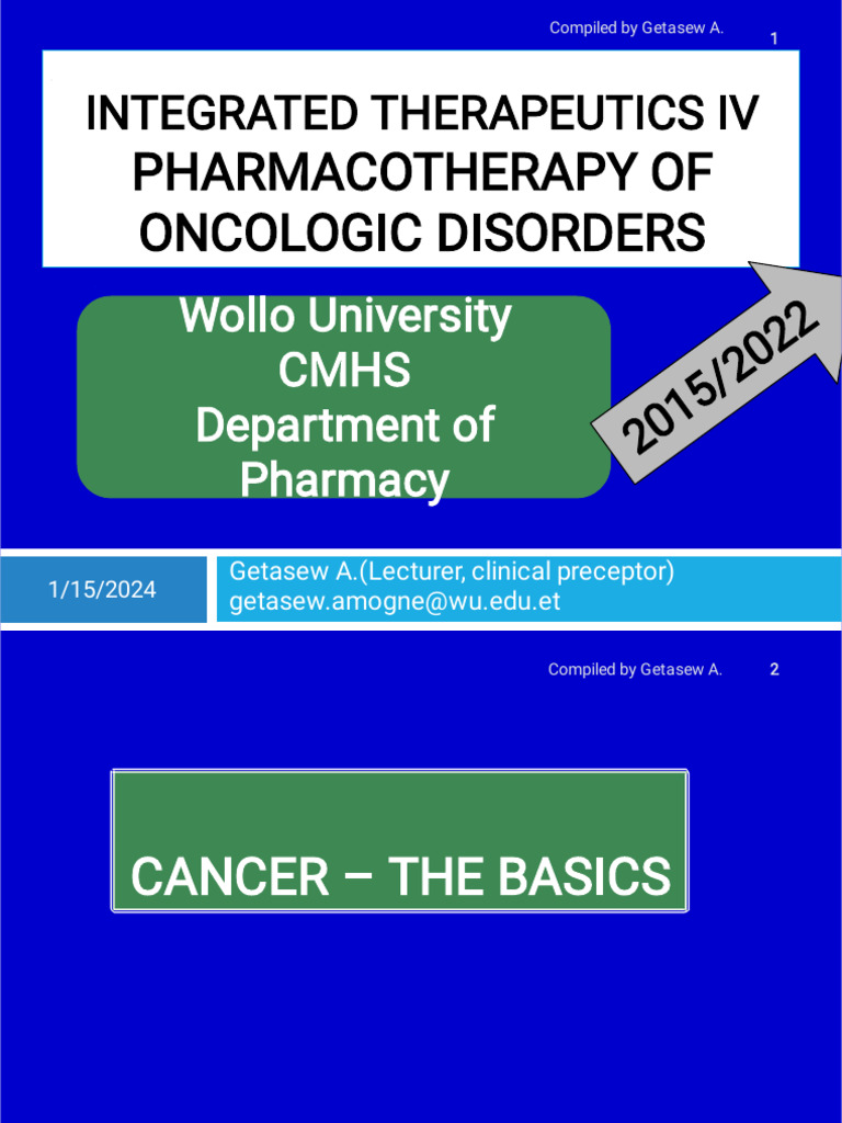 Pharmacotherapy of Oncologic Disorders PT | PDF | Chemotherapy | Cancer