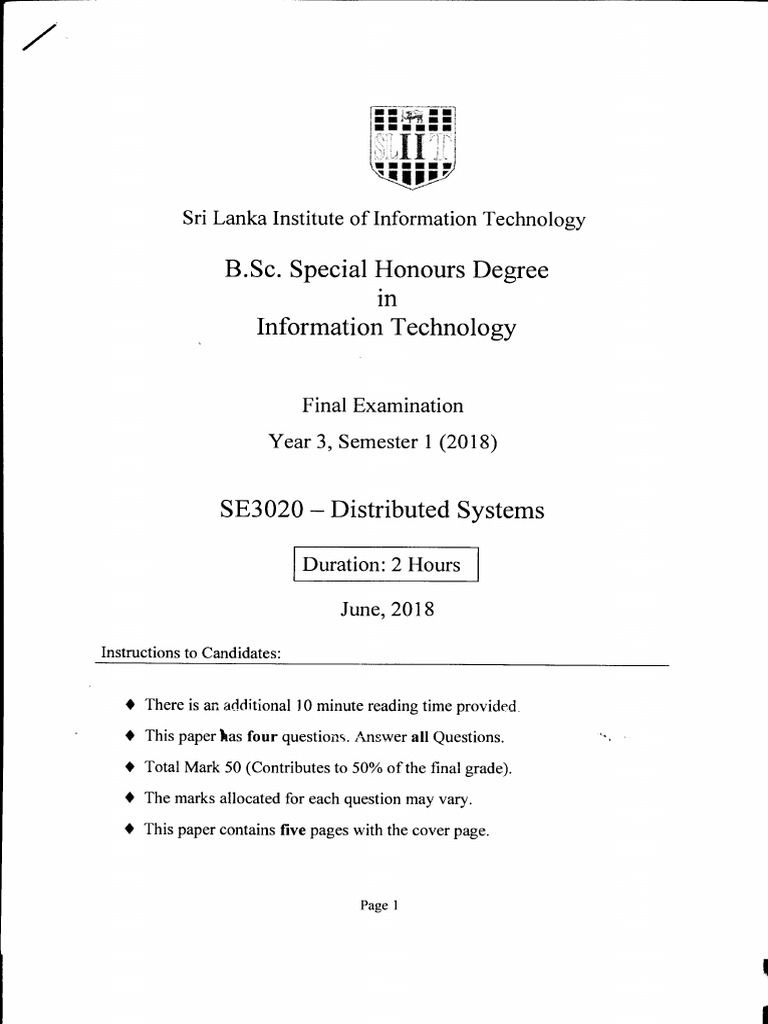SE 3020 - Distributed Systems | PDF | Computer Engineering | Computer ...