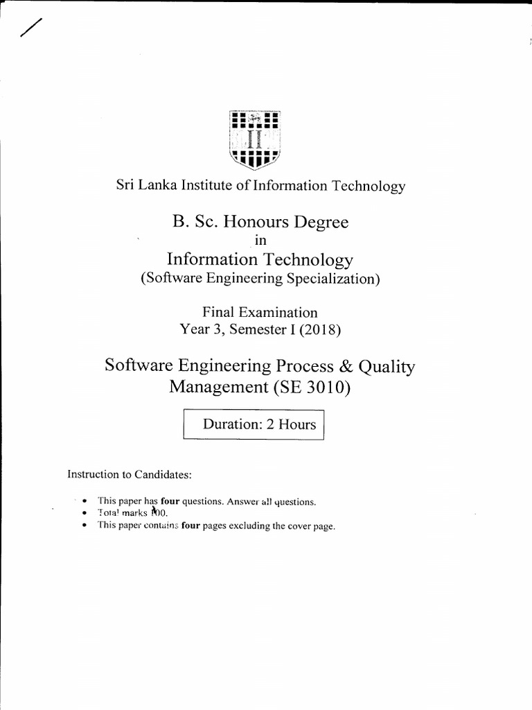 SE 3010 - Software Engineering Process - Quality Management | PDF ...