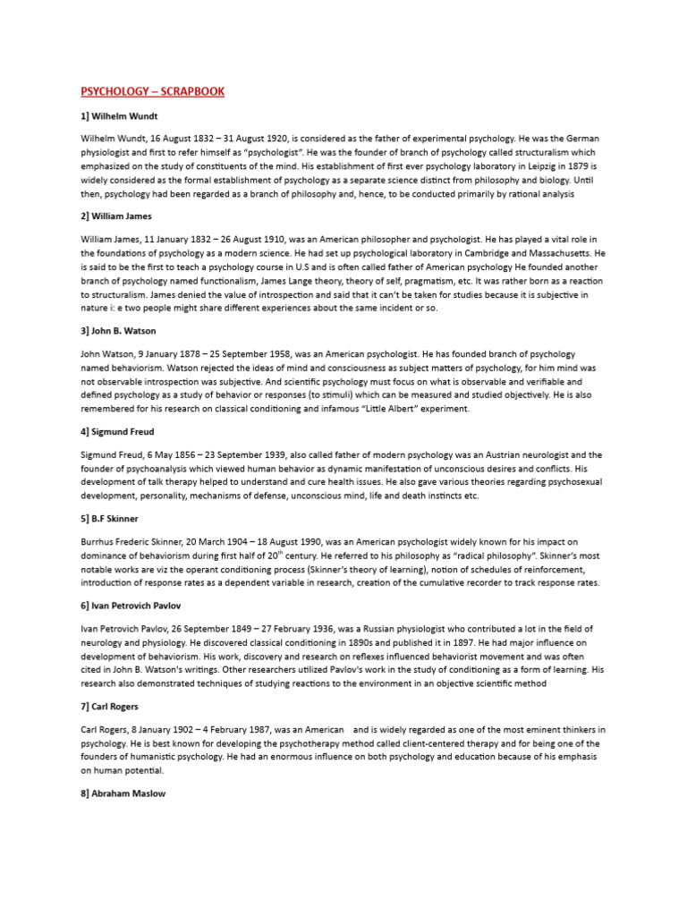 PSYCHOLOGY Scrpbook | PDF | Psychology | Behavioural Sciences